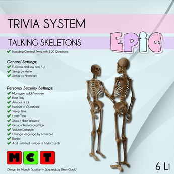 Second Life Marketplace - [EPIC Trivia System] Talking Skeletons (ADD ME)